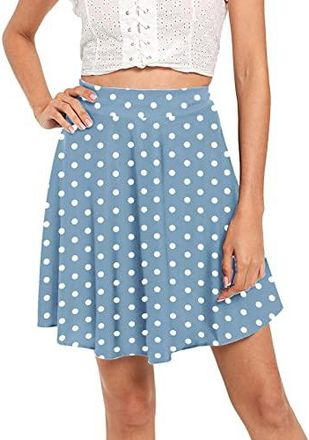 Generic Jupe Courte Femme Mode ImpriméE à Pois Jupe TrapèZe Elastique Taille Haute Jupe Femme Chic Et Elegant Confortable Et Respirant DéTé ExtéRieur DéContra