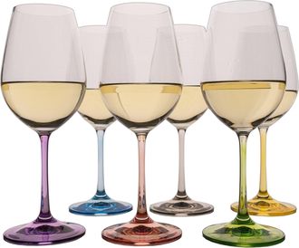 Bohemia Design Weingläser Kristallglas Rainbow 350 ml 6er Set (Weißweingläser 6 x 350 ml)