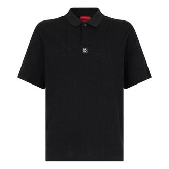 HUGO BOSS Polo-Shirt in entspanntem Schnitt mit Jacquard-Muster - - Tops - Herren - Schwarzk - XS