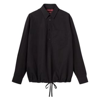 Gucci Schwarzes Hemd mit Kordelzugsaum - - Shirts - Herren - Schwarzk - L