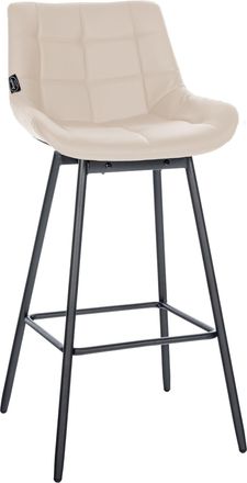 Clp Schwenkbarer Barhocker Weston I 90 Grad Drehbar Mit Rückstellung I Gepolsterter Sitz Mit Steppmuster I 4-Fuß Metallgestell Mit Fußstütze, Farbe:Creme,