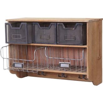 Hhg Wandgarderobe 318, Garderobe Regal, Tanne Holz Vintage Patchwork 42x60x24cm