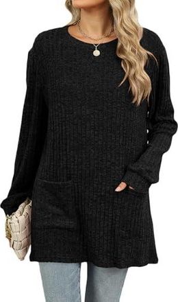 SHEKINI Pull Femme Elegant Hiver Automne Chemisier Manches Longues Tunique Confortable D&eacute;contract&eacute; Top Vetement Chic