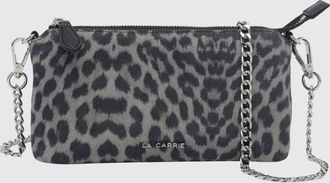 La Carrie Clutch aus Veloursleder mit Animal-Print und abnehmbarer Schlaufe