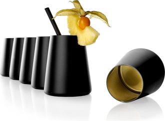 Stölzle Becher Schwarz/Gold Power 6er-Set 380ml - Moderne Gläser für Wasser, Wein, Drinks & Saft - Hochwertige Cocktail Gläser aus Kristallglas - Spülmaschine