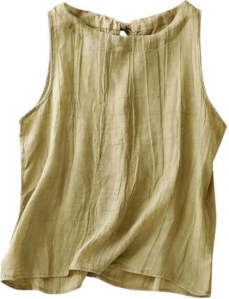 Generic Hauts amples en lin pour femme - Débardeur en lin pour femme - T-shirt sans manches dété grande taille - Hauts et chemises dété - Débardeurs blancs sa