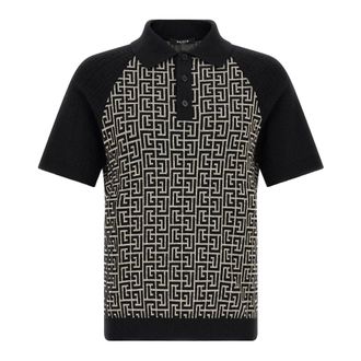 Balmain PB Monogram Jacquard Poloshirt - - Tops - Herren - Mehrfarbig - 2XL