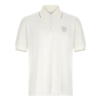 Brunello Cucinelli Techno-Piqu&eacute;-Poloshirt mit halbem Rei&szlig;verschluss - - Tops - Herren - Wei&szlig; - S