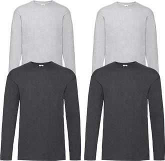 Fruit Of The Loom 4 T Shirt Longsleeve M L XL XXL Langarm Verschiedene Farbsets auswählbar (3XL, 2Grau2DarkHeather)