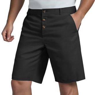 Generic Pantalons courts pour homme Printemps/&Eacute;t&eacute; Mode Lin Couleur Unie Short Boutonn&eacute; D&eacute;contract&eacute; Quotidien Respirant Pantalon Droit, Noir, 3XL