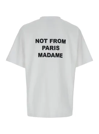 Dr&ocirc;le de Monsieur Mens Crew Neck T-Shirt Le Slogan White Cotton T-Shirts And Polos