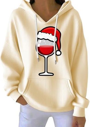 Generic Sweat à capuche de Noël surdimensionné à manches longues pour femme - Tendance dautomne - Décontracté pour lentraînement, les fêtes, les cadeaux de No
