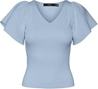Vero Moda Vmginny SS Pull à col en V Noos Sweater, Skyway, S Femme