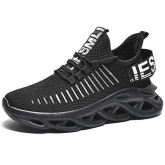 Generic Eestfy Chaussures de Course légères en Maille tricotée Respirante Semelle ondulée Souple Confortables pour Sport et Loisirs,Noir,43 EU