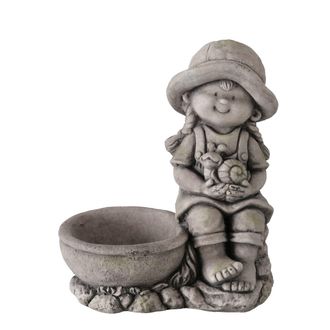 Boltze Boltze Vogeltränke Linja (Vogelbad mit Mädchen, aus Kunststoff, Dekoration für Garten, Maße 30x20x35 cm, für Vögel) 2032387