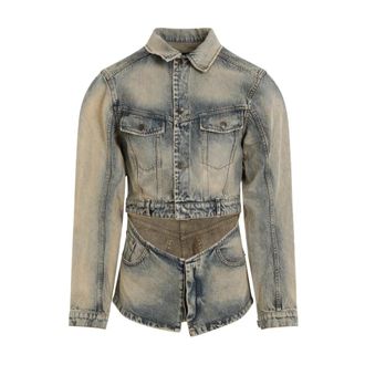 EGONlab. Champagne Stonewashed Cutout Denim Jacket - - Jackets - Herren - Mehrfarbig - L
