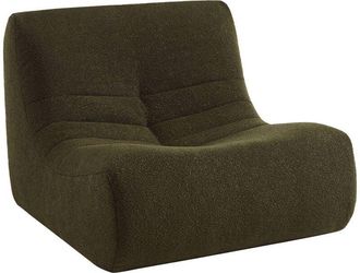 Sweeek Sweeek - Fauteuil chauffeuse en bouclette texturée kaki foncé style contemporain 1 place