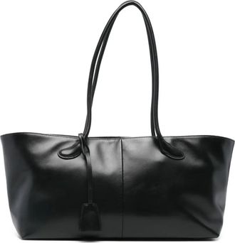 Low Classic Schultertasche aus Leder - Schwarz