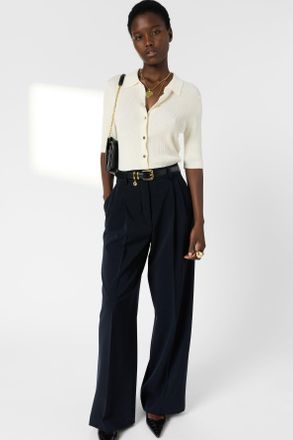 Gerard Darel Gilet c&ocirc;tel&eacute; &agrave; col polo - LOUIZA - Ecru