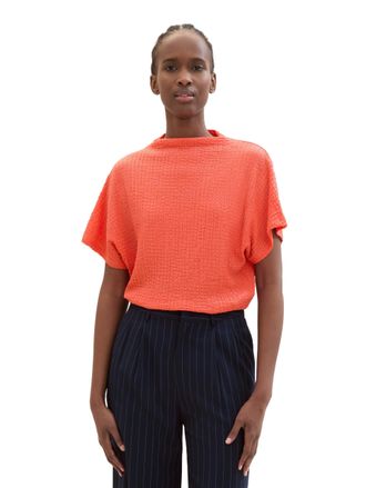 Tom Tailor Tom Tailor Denim Damen Basic T-Shirt mit Struktur, 11042 - Plain Red, XXL