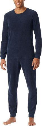 Schiesser Herren Schlafanzug lang Velour-Selected Premium Warming Pyjamaset, Nachtblau_183137, 58