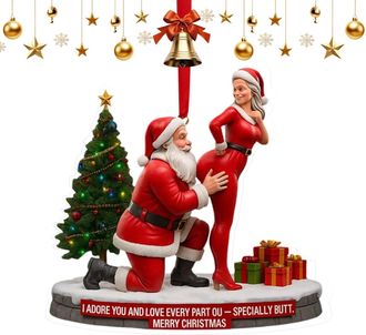 Generic 2D Romantic Santa Claus Ornaments - 2D Acrylic Christmas Decor, Double-Sided Naughty Hanging Ornaments for Christmas Tree, Wall, Front Door, and Holid