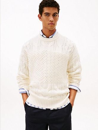 Tommy Hilfiger Pull en maille drapeau en laine m&eacute;lang&eacute;e