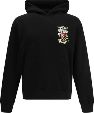 Kenzo Homme, Sweatshirts et sweats &agrave; capuche, Noir, Taille: XL SweaT-shirt ras du cou en coton avec poignets c&ocirc;tel&eacute;s