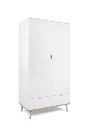 MID.YOU Mid.you Dreht&uuml;renschrank, Wei&szlig;, Eiche, Metall, 4 F&auml;cher, 2 Schubladen, 90x180x55 cm, Schlafzimmer, Kleiderschr&auml;nke, Dreht&uuml;renschr&auml;nke