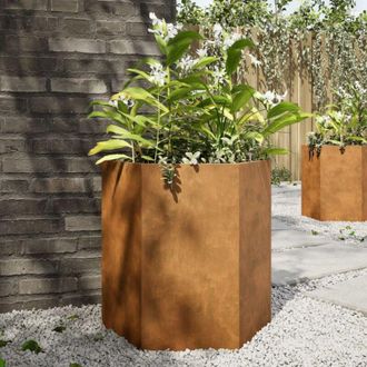 vidaXL Vidaxl - Jardini&egrave;res 2 pcs hexagone 46x40x45 cm acier patinable