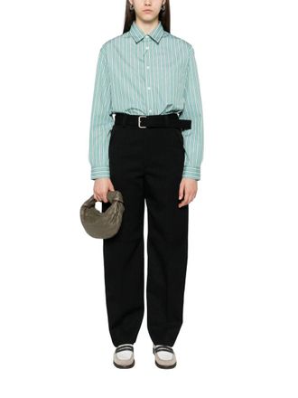 Bottega Veneta Belted Wool Trousers - Black