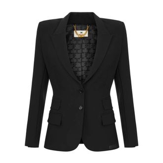 Elisabetta Franchi Einreihiger Slim-Blazer - - Jackets - Damen - Schwarzk - 2XL