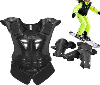 Generico Ellenbogen-, Knie- und Brustpolster-Set, verstellbare Polsterung, langlebige Schaumstoffkonstruktion, sicherer Gurt, weiche Schutzschicht, Multius-Sic