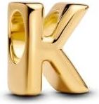 Pandora Lettre K Alphabet Mini Charm en argent sterling plaqué or 14 carats, compatible Moments, dimensions : 6,1 x 8,2 x 6,5 mm, 763957C00