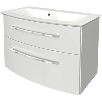 Fackelmann B.style Badm&ouml;bel Set 2 Teile / Gussmarmor Waschbecken / Waschbeckenunterschrank mit 2 Schubladen und Soft-Close / hochwertige M&ouml;bel f&uuml;rs Bad / Korpus
