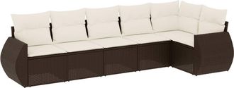 vidaXL Vidaxl - Set Divano Da Giardino 6 Pz Con Cuscini Marrone In Polyrattan