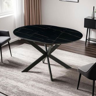 M&S Collection M&s - Table extensible 110/150x110x76 cm effet marbre noir - mindy
