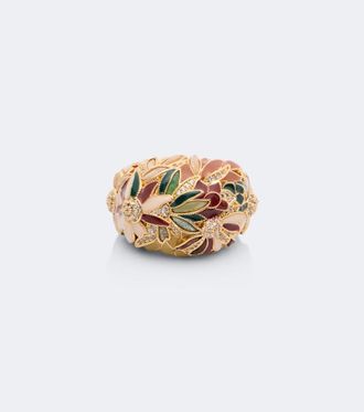 Zimmermann Ring Botanica mit Edelsteinen, 16kt vergoldet
