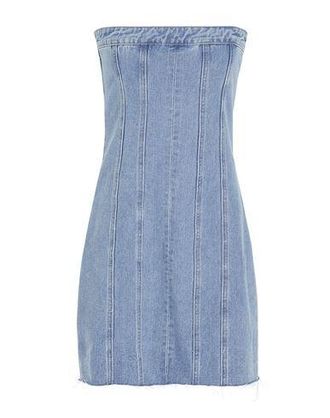 8 by YOOX ORGANIIC COTTON DENIM BANDEAU MINI DRESS