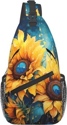 Generic Sacoche Port&eacute; &eacute;paule Tournesol artistique R&eacute;glable Sac De Poitrine Antivol Sling Sac &agrave; Dos pour &eacute;cole Femme Cyclisme