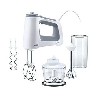 Braun MultiMix 5 HM 5137 Handmixer - Handrührgerät mit stufenloser Geschwindigkeitsregelung, inkl. Schneebesen, Knethaken, Pürierstab, Zerkleinerer und 600 