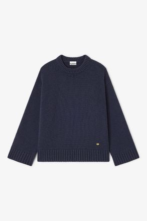Ganni Dunkelblauer Pullover aus Wollmix marineblau