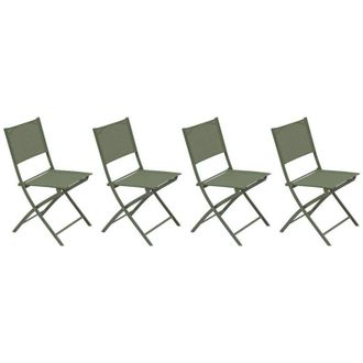 Hesperide Lot de 4 chaises de jardin Modula pliables vert laurier - Hesp&eacute;ride