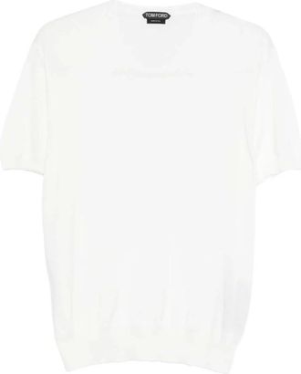 Tom Ford Homme, Pulls, Blanc, Taille: 2XL Pure Cotton Crew Neck
