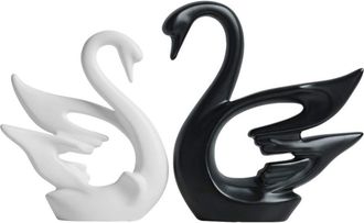 BESPORTBLE 2 St&uuml;cke Keramik Schwan Figur Porzellan Skulptur Moderne Statue Dekofigur Tierfiguren Hochzeit Wohnzimmer Tischdeko B&uuml;ro Schreibtisch Deko Objekt Vale