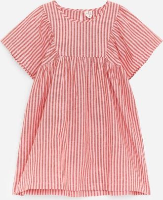 Arket Kleid Aus Baumwolle Und Leinen -Rot