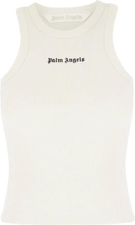 Palm Angels Femme, Tops, Blanc, Taille: 36 FR Classic Logo Fitted Tank Top