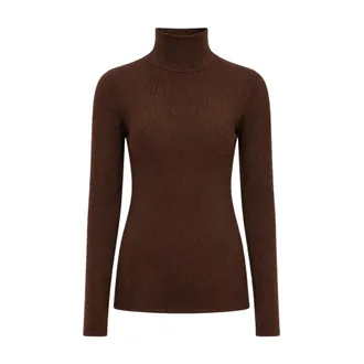 Self Portrait Femme, Pulls, Brun, Taille: 42 FR Haut &agrave; col roul&eacute; m&eacute;tallis&eacute;