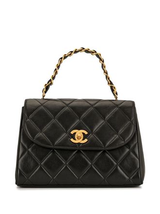 Chanel sac à main matelassé à logo - Noir