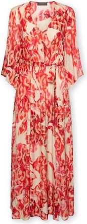 Elena Miro Femme, Robes, Rouge, Taille: 48 FR Robe Maxi &Eacute;vas&eacute;e Imprim&eacute;e